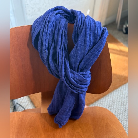 &merci | Accessories | Merci Linen Deep Blue Scarf | Poshmark